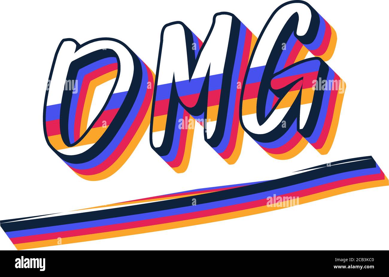 Omg hand drawn text. Trendy hand lettering. Calligraphy isolated quote ...