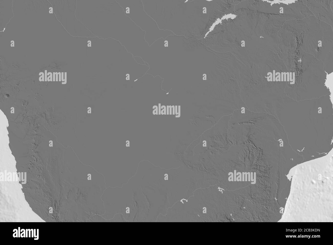 Extended area of Botswana. Bilevel elevation map. 3D rendering Stock ...