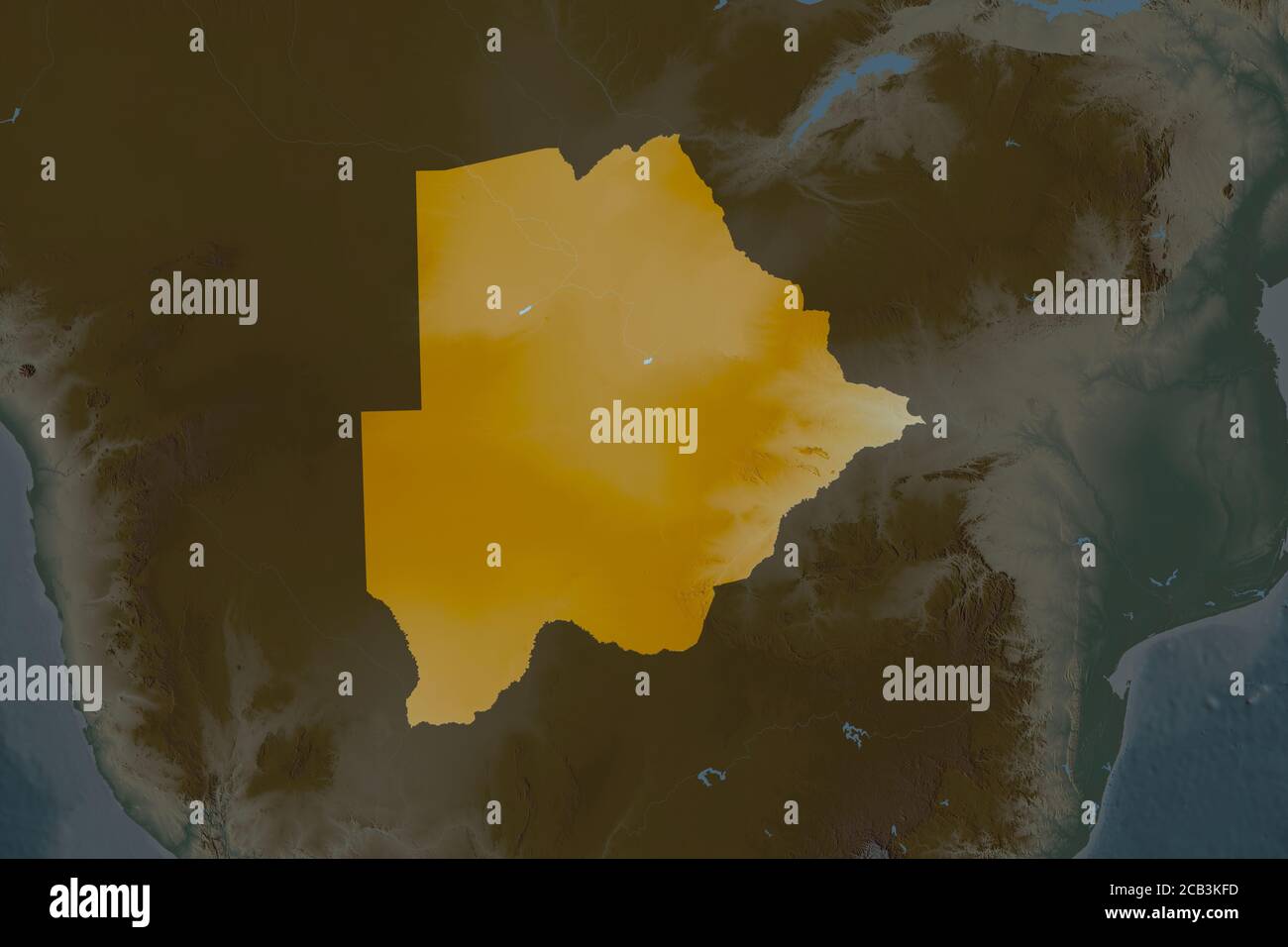 Shape of Botswana separated by the desaturation of neighboring areas ...