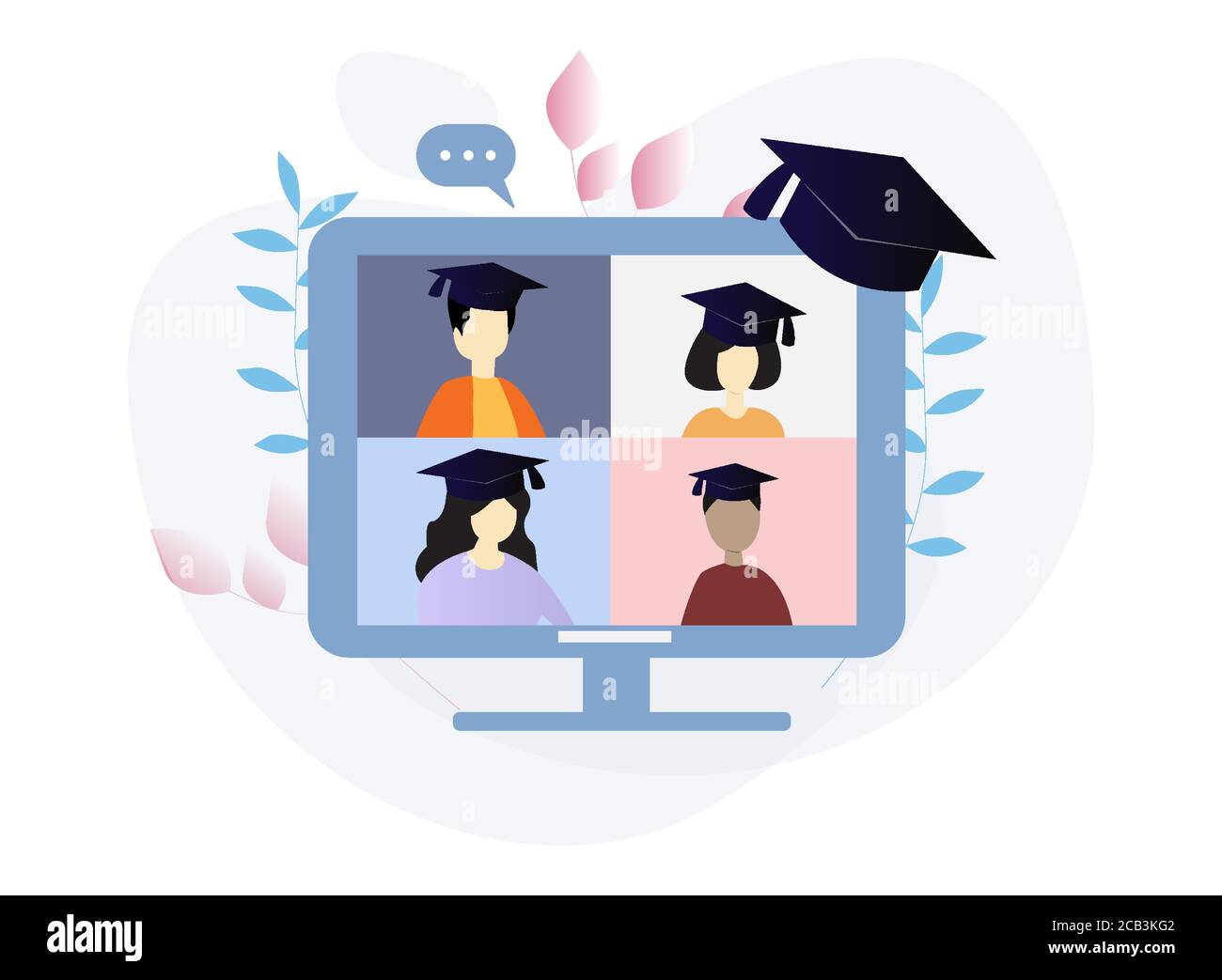 Online Virtual Graduation conference. Study from home concept. Remote ...