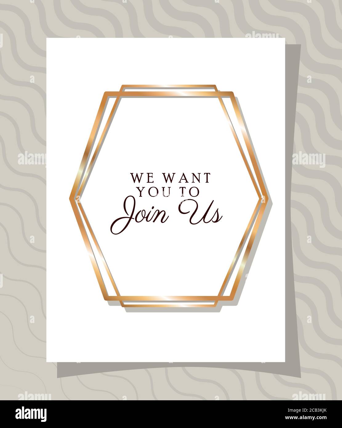 we want you to join us text in gold frame design, Wedding invitation ...