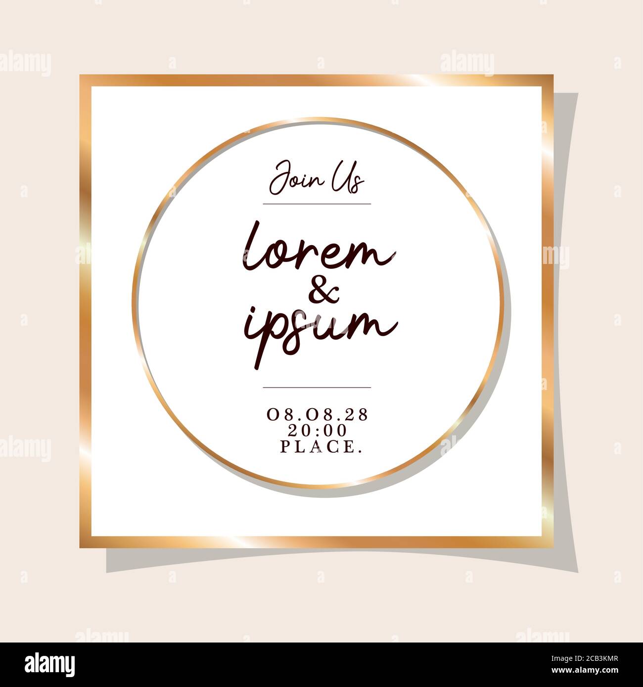 join us text in gold frame design, Wedding invitation save the date and ...