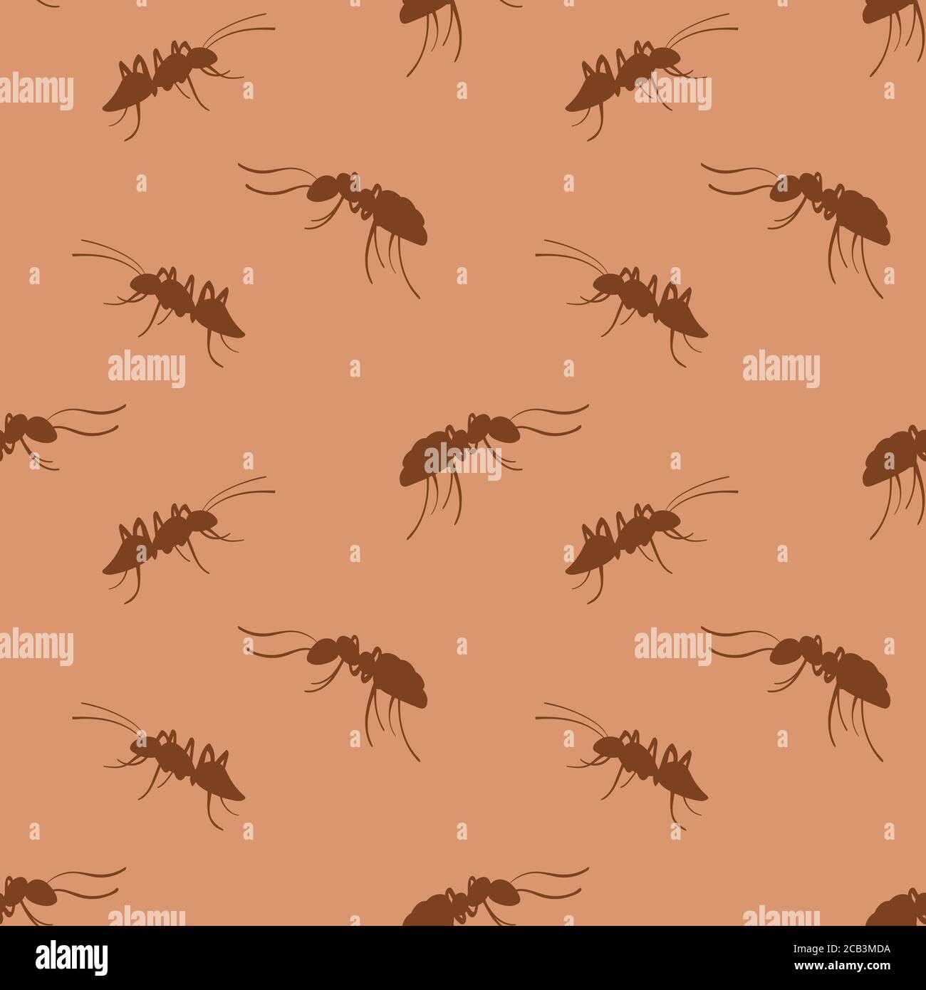 Ants seamless pattern. Brown hand drawn insects on beige background ...