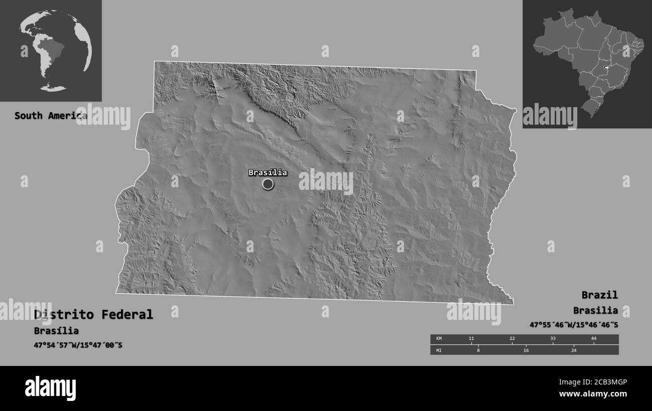 Shape of Distrito Federal, federal district of Brazil, and its capital ...