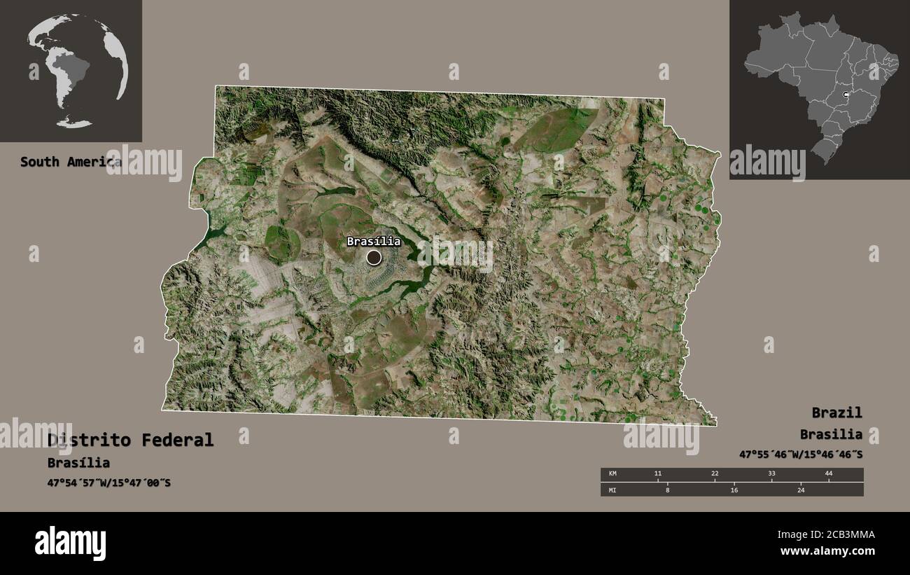 Shape of Distrito Federal, federal district of Brazil, and its capital ...