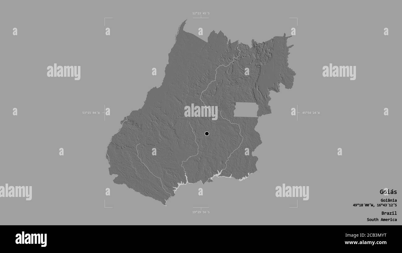 Area of Goiás, state of Brazil, isolated on a solid background in a ...