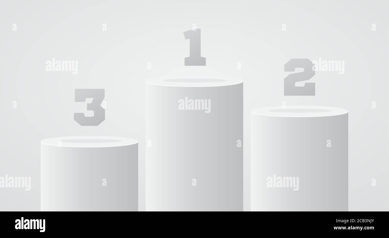 White Winner pedestal. Round pillar stand scene. Vector win podium or ...