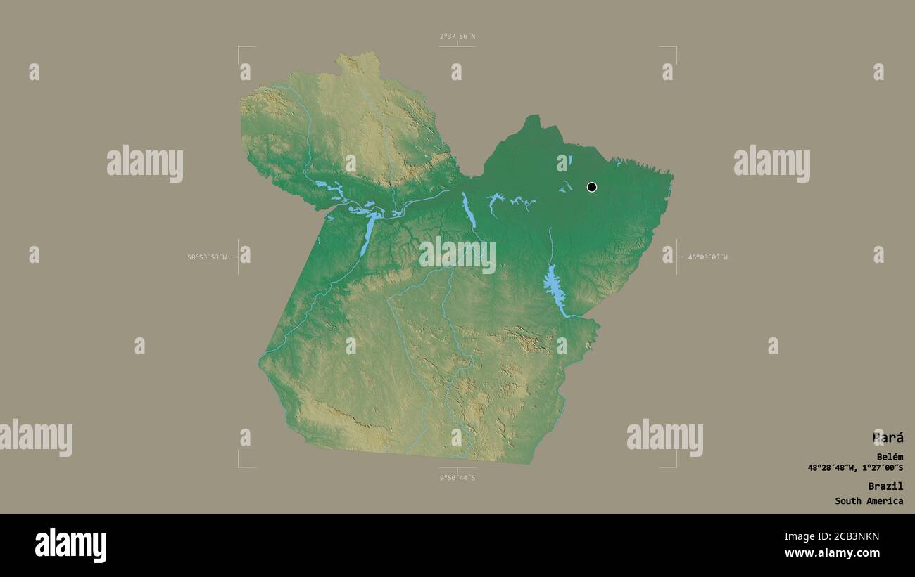 Area of Pará, state of Brazil, isolated on a solid background in a ...