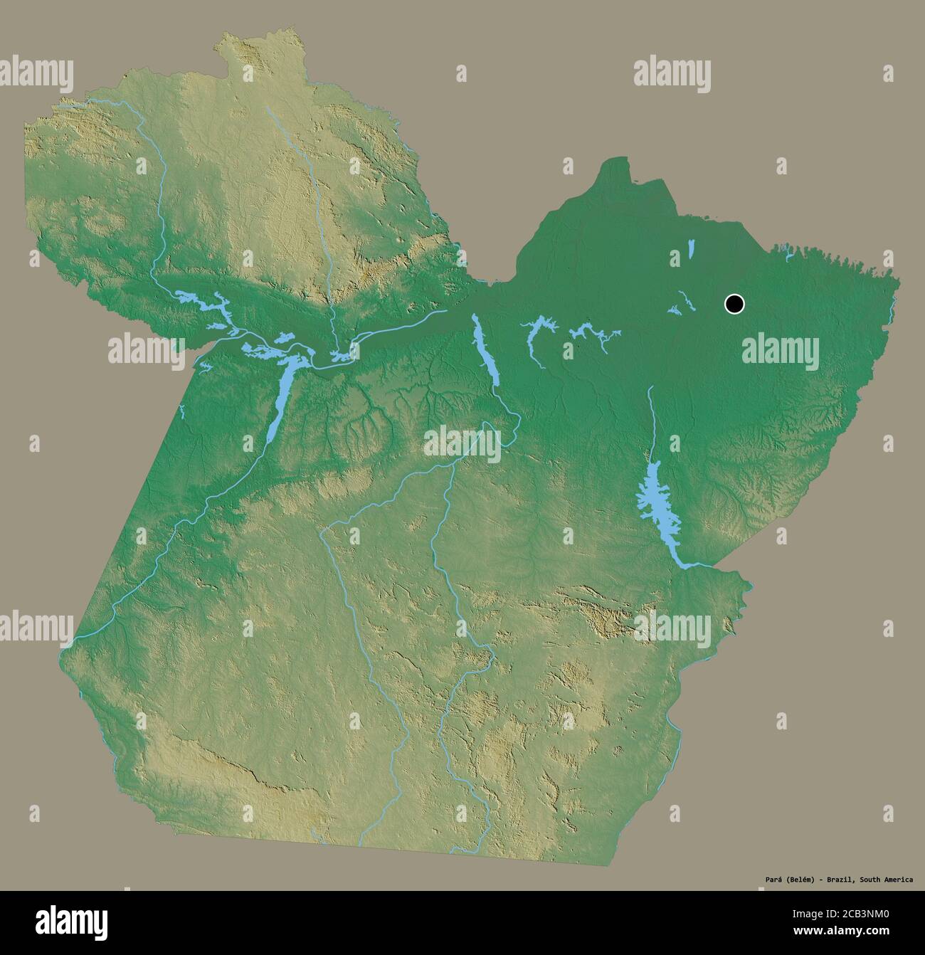 Shape of Pará, state of Brazil, with its capital isolated on a solid ...