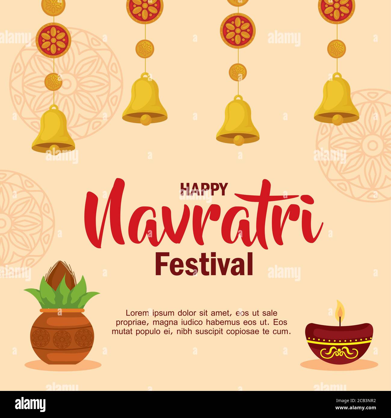 happy navratri celebration poster with decoration Stock Vector Image ...