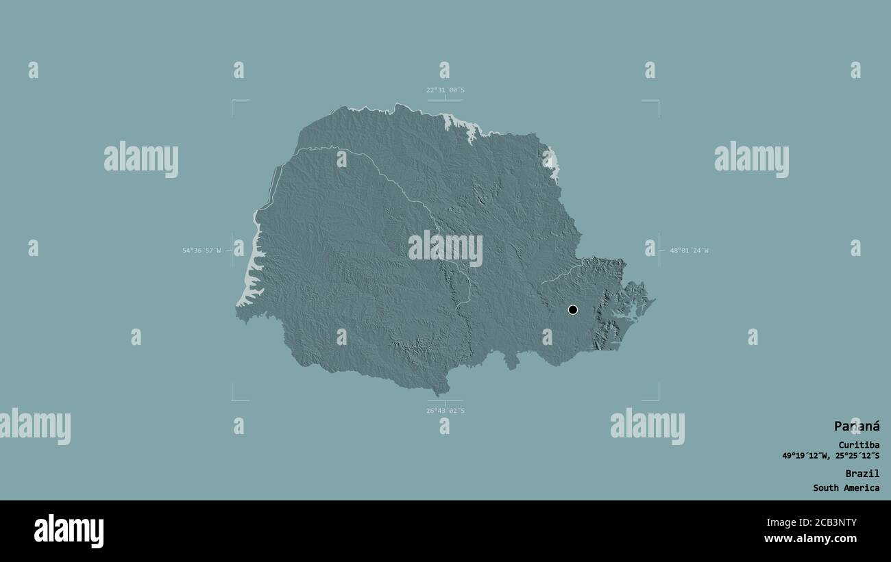 Area of Paraná, state of Brazil, isolated on a solid background in a ...