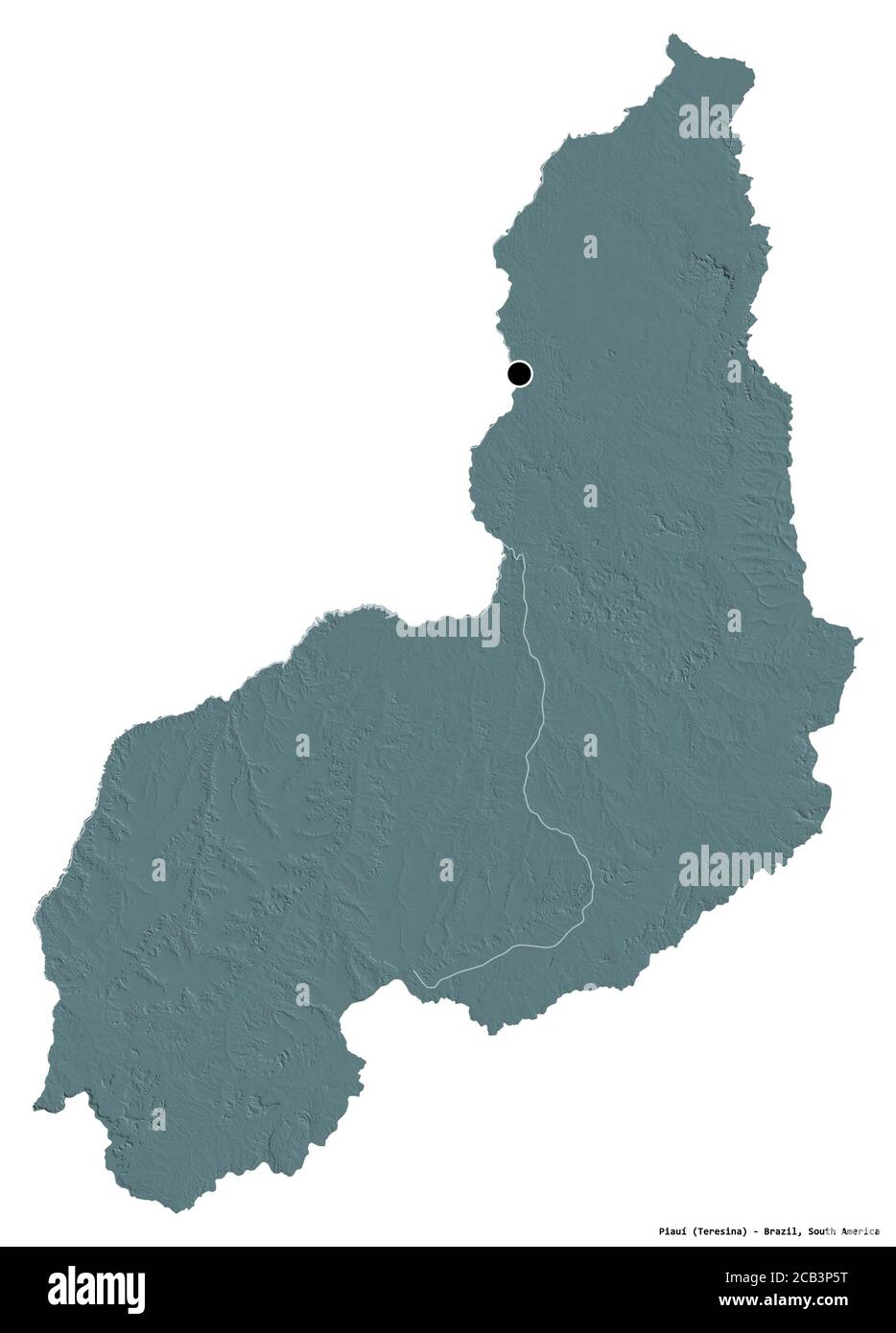 Shape of Piauí, state of Brazil, with its capital isolated on white ...