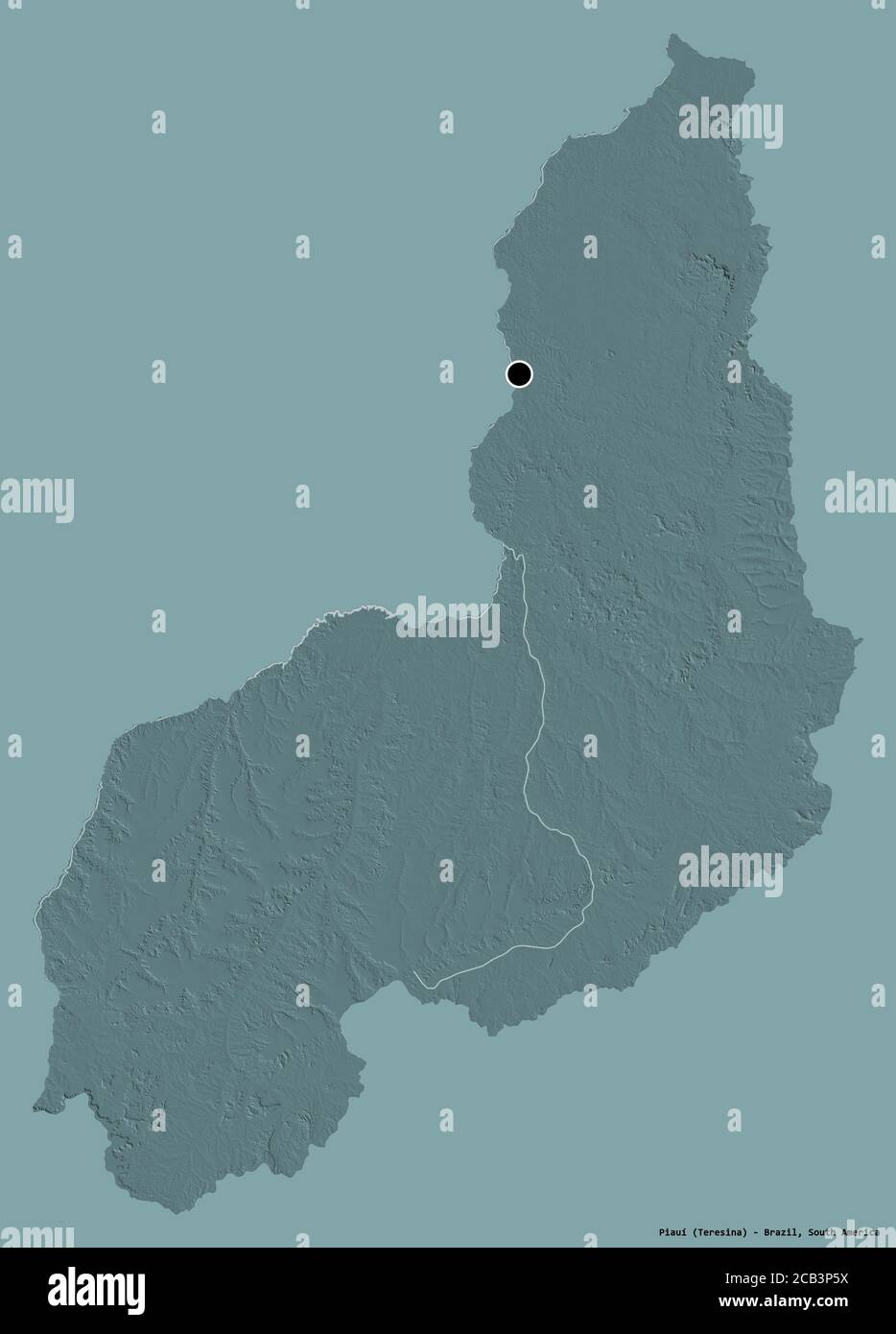Shape of Piauí, state of Brazil, with its capital isolated on a solid ...