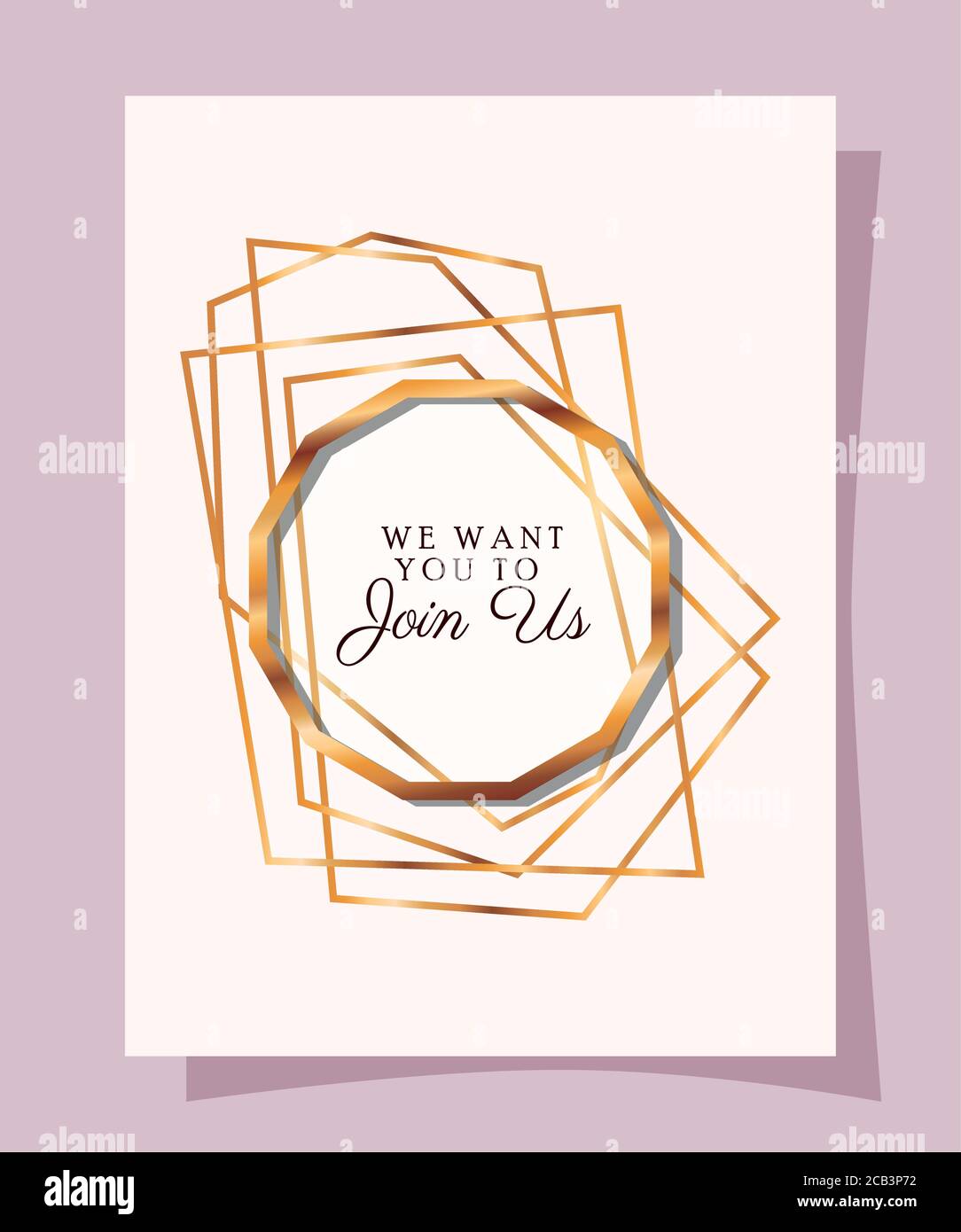we want you to join us text in gold circle design, Wedding invitation ...