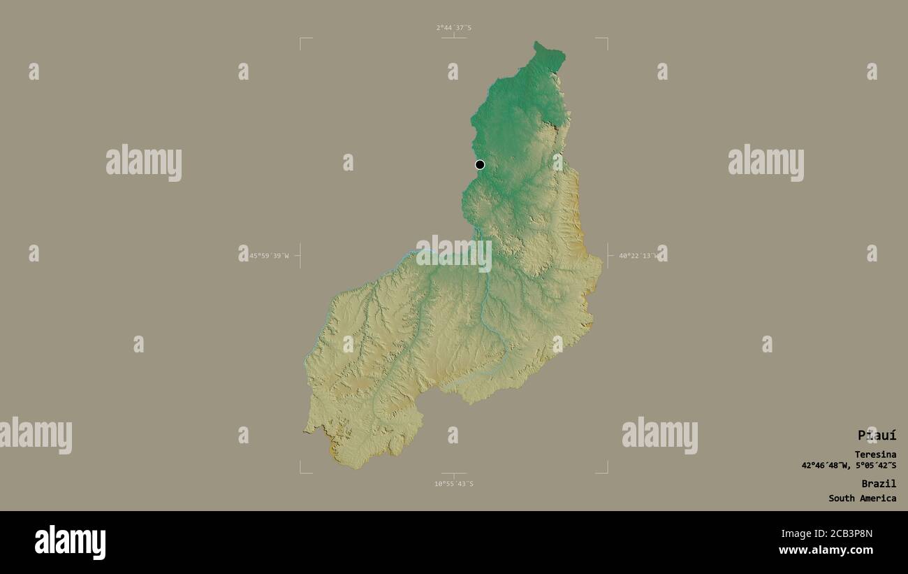 Area of Piauí, state of Brazil, isolated on a solid background in a ...