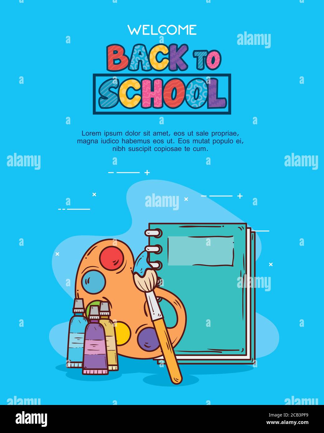 welcome back to school, with set supplies education Stock Vector Image ...