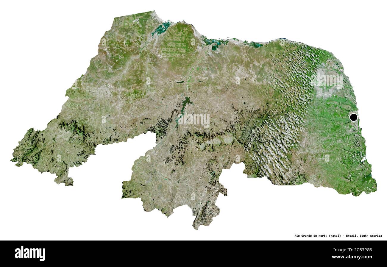 Shape of Rio Grande do Norte, state of Brazil, with its capital ...