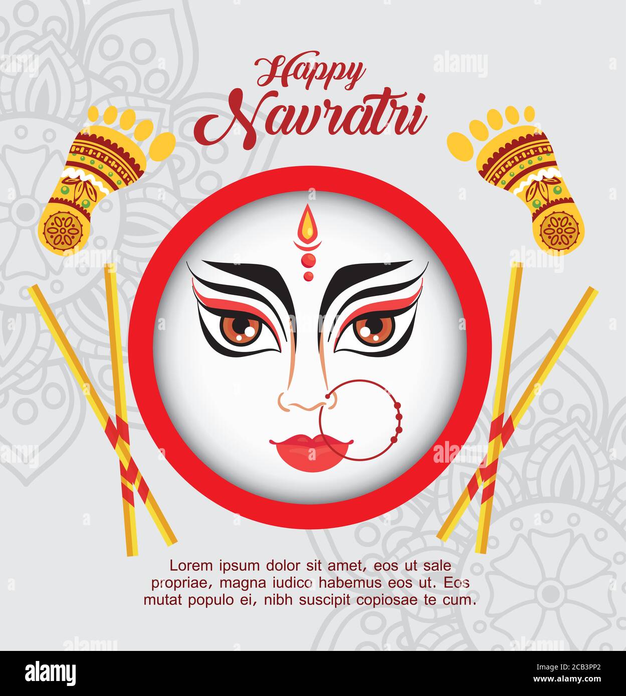 happy navratri celebration poster with face durga Stock Vector Image ...