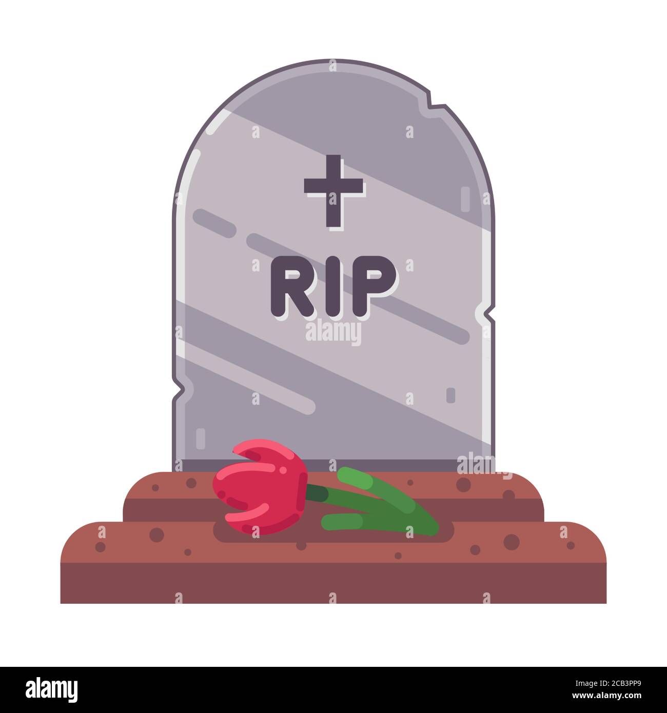 fresh christian grave on a white background. flat vector illustration ...