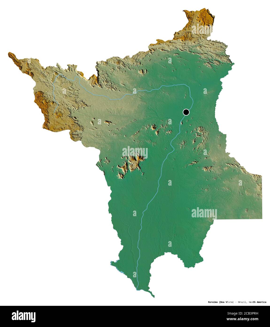 Shape of Roraima, state of Brazil, with its capital isolated on white ...
