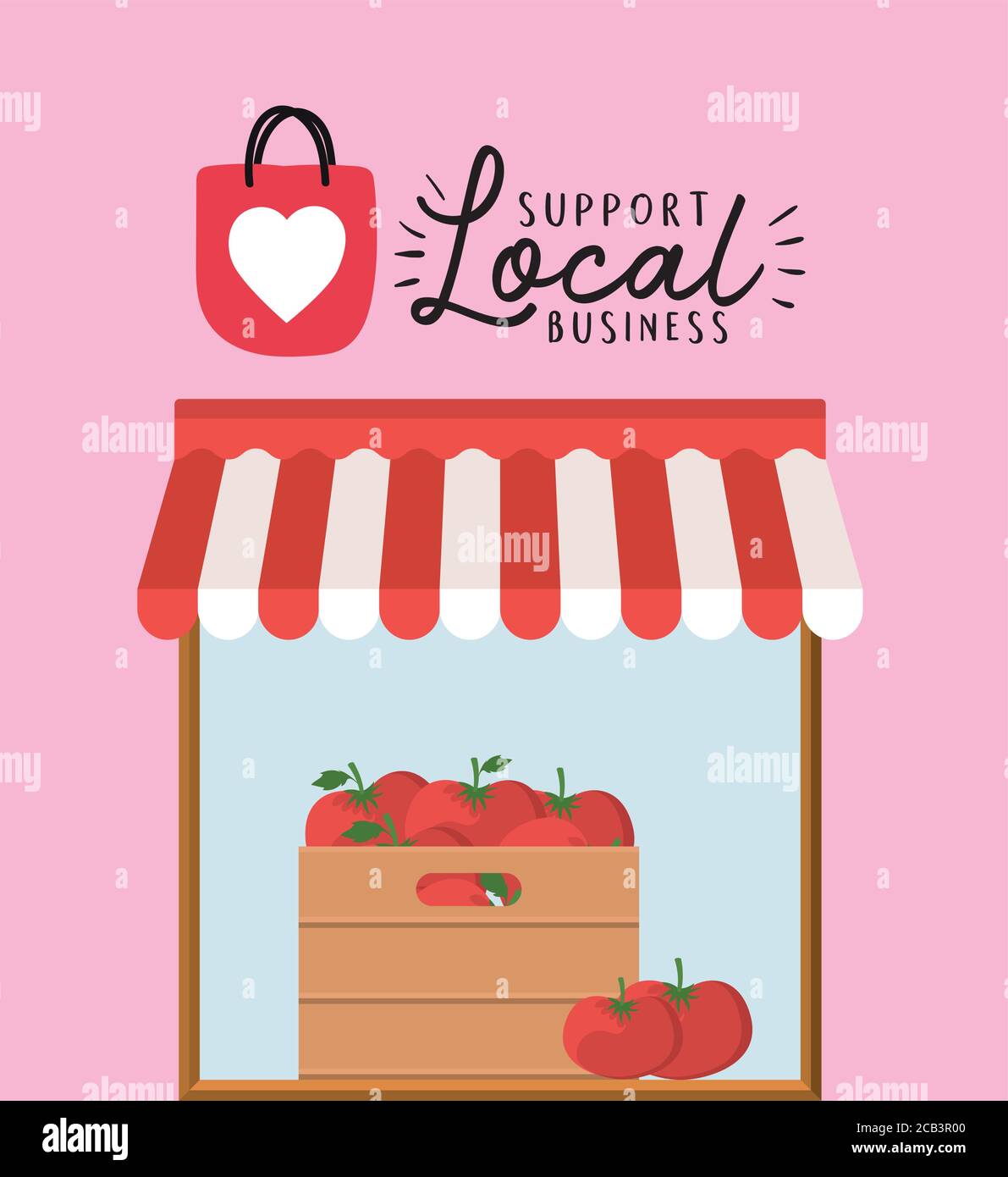 store with tomatoes inside box and support local business design of ...