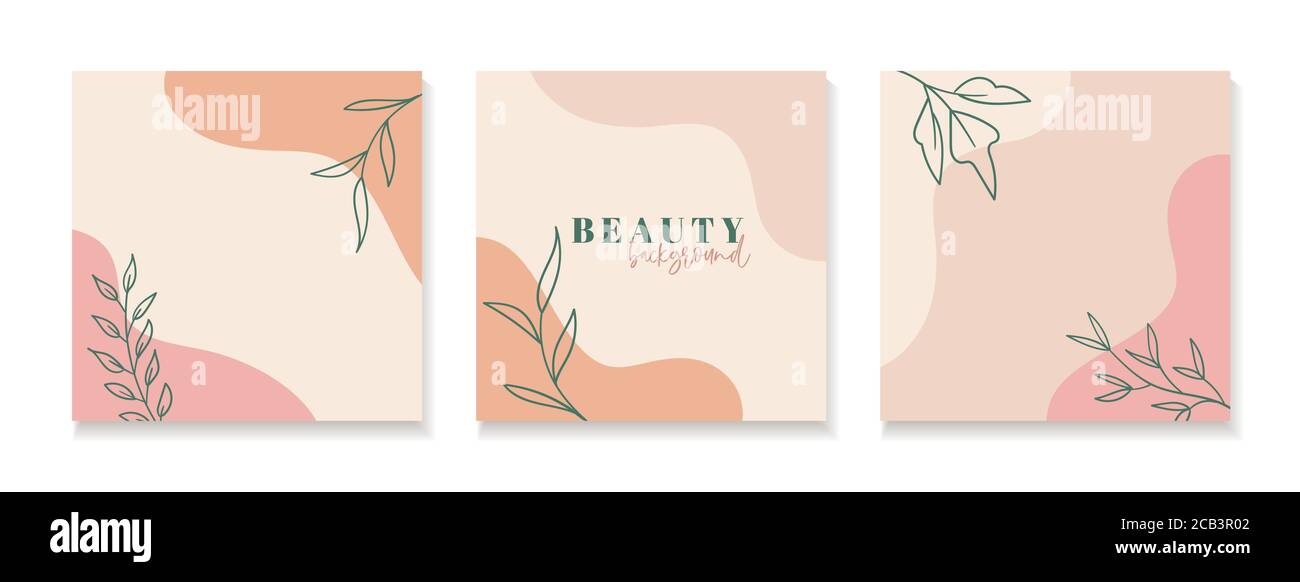 Set of abstract floral backgrounds for social media posts. Vector ...