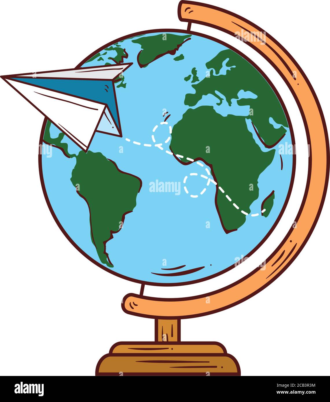 airplane paper with world planet earth school supply Stock Vector Image ...