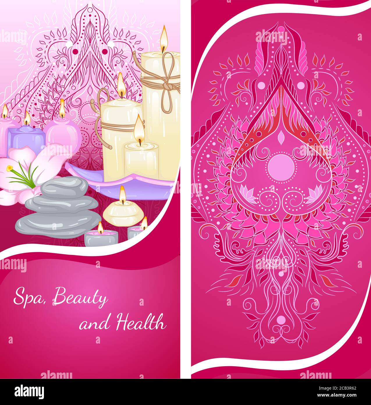 Vector illustration of a vertical banner template with candles of ...