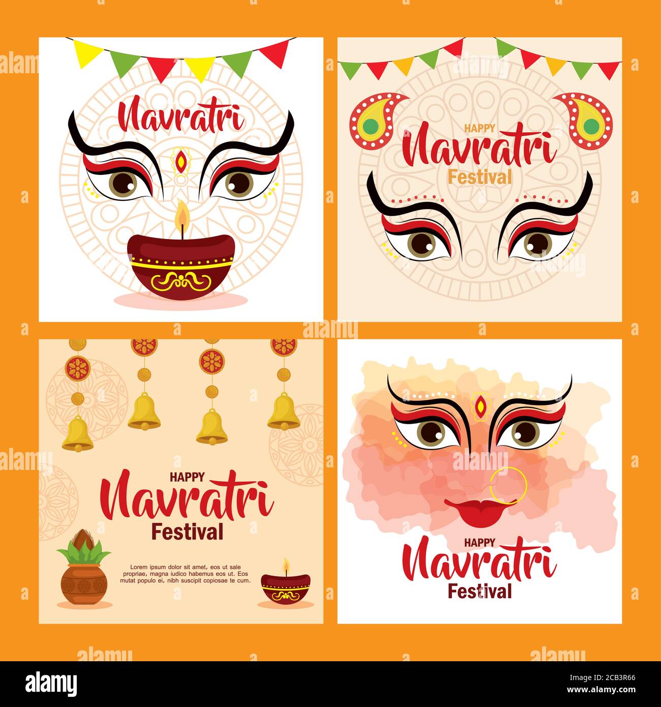 set posters of happy navratri celebration Stock Vector Image & Art - Alamy