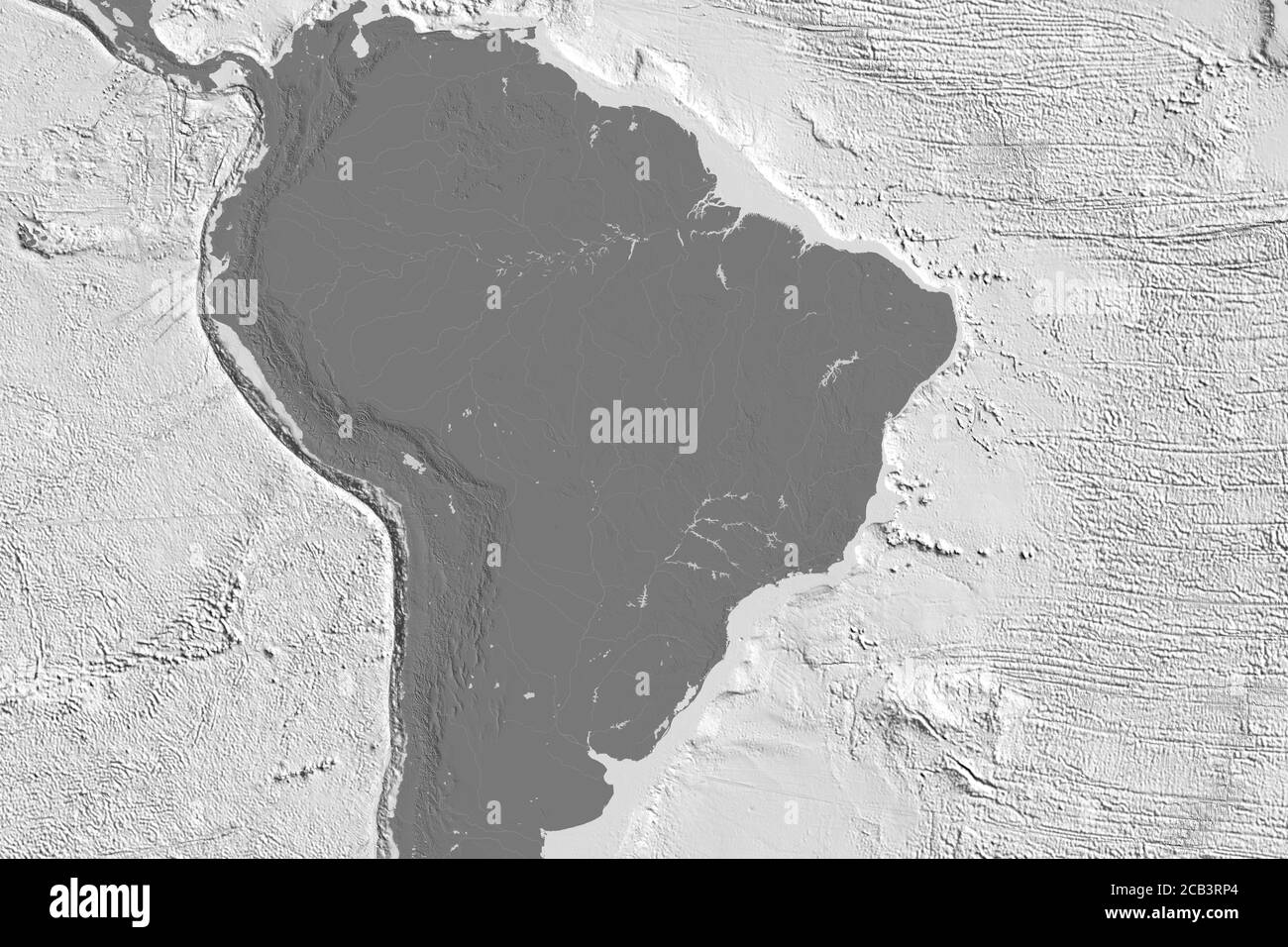 Extended area of Brazil. Bilevel elevation map. 3D rendering Stock ...