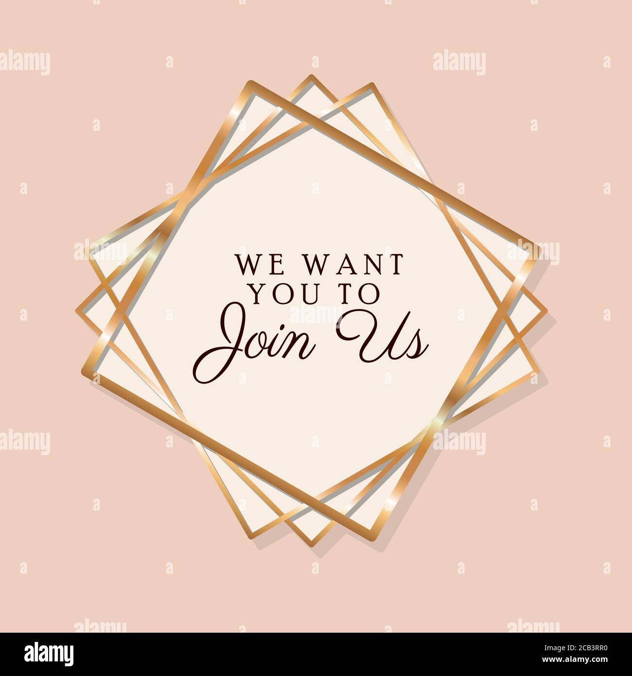 we want you to join us text in gold frame design, Wedding invitation ...