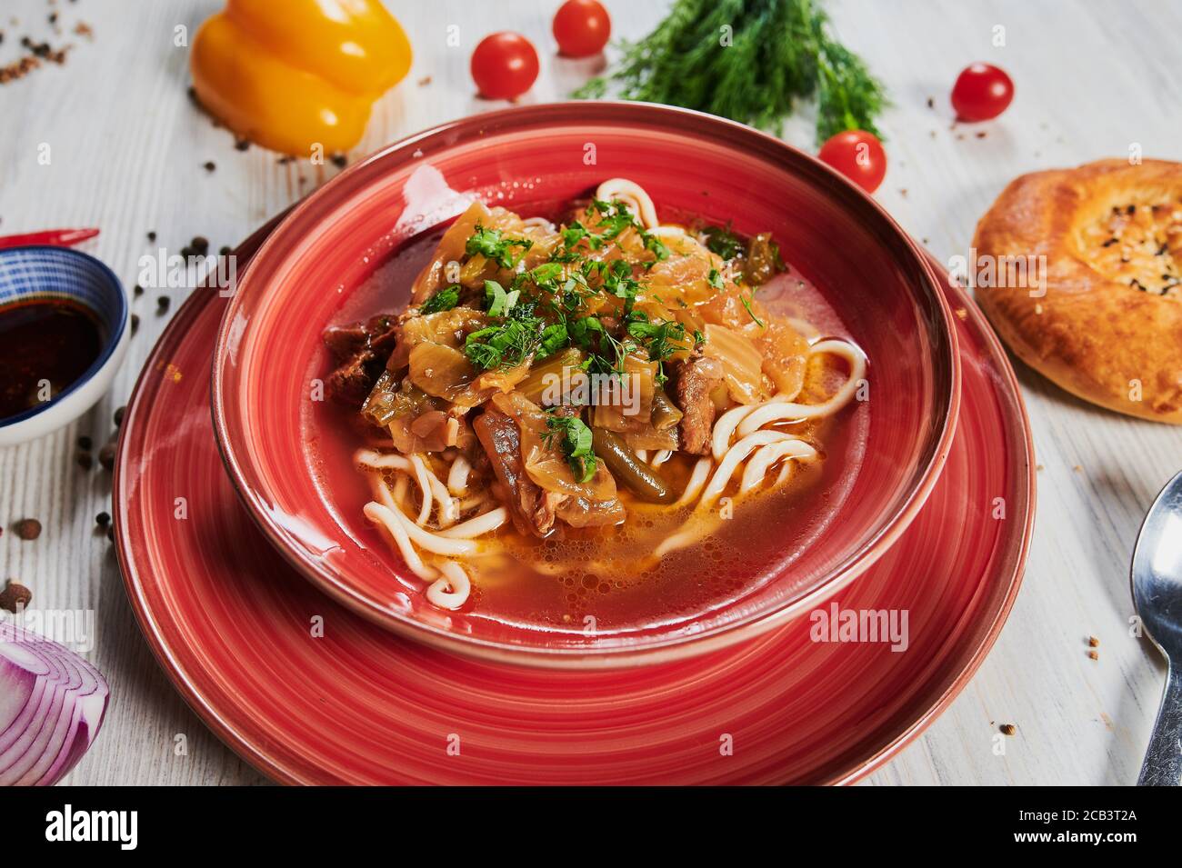 Lagman or Laghman is a Central Asian Dish of Pulled Homemade Noodles ...