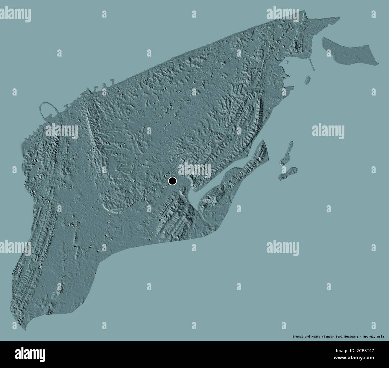 Shape of Brunei and Muara, district of Brunei, with its capital ...