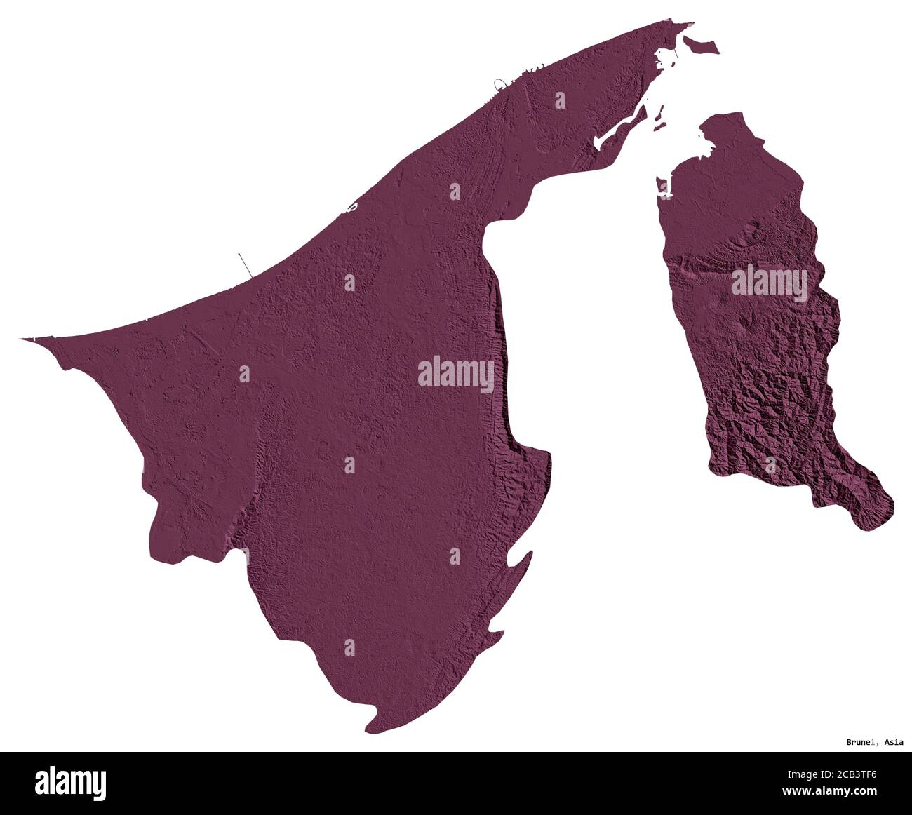 Shape of Brunei with its capital isolated on white background. Colored ...