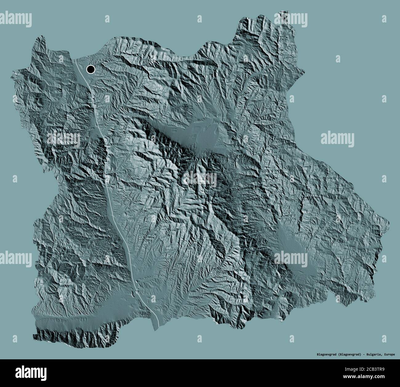 Shape of Blagoevgrad, province of Bulgaria, with its capital isolated ...
