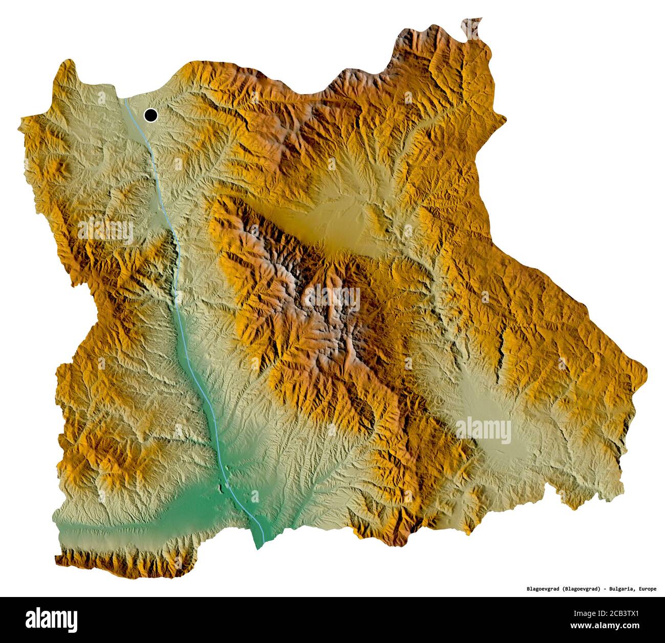 Shape of Blagoevgrad, province of Bulgaria, with its capital isolated ...