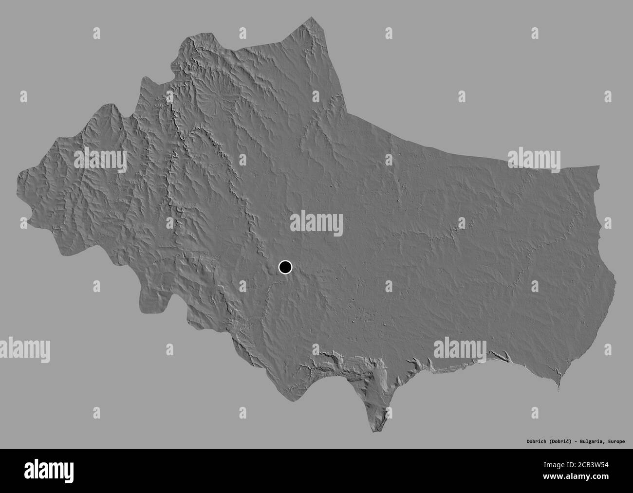 Shape of Dobrich, province of Bulgaria, with its capital isolated on a ...