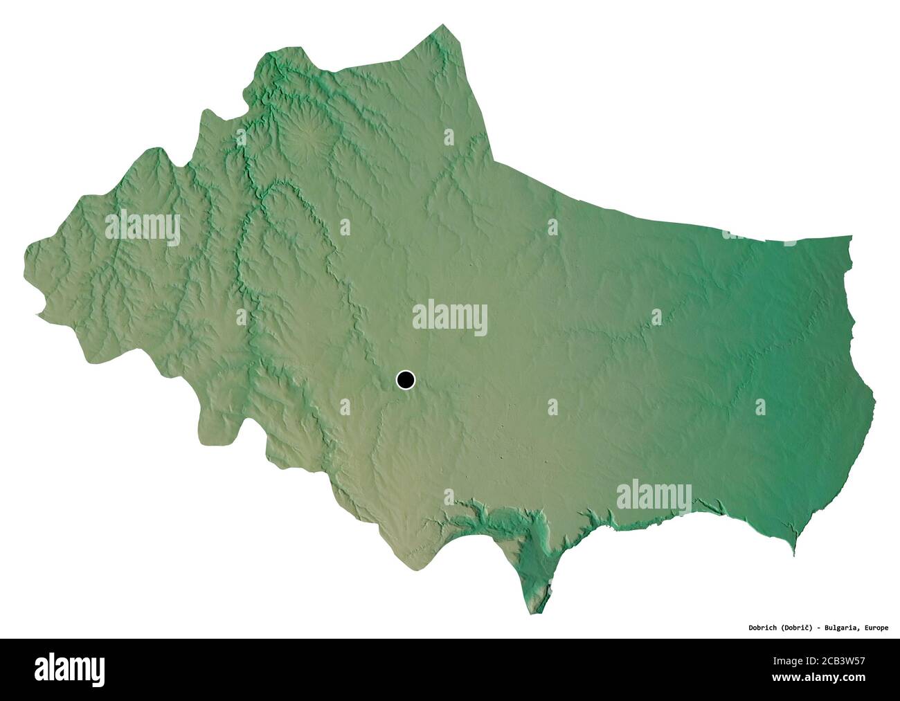 Shape of Dobrich, province of Bulgaria, with its capital isolated on ...