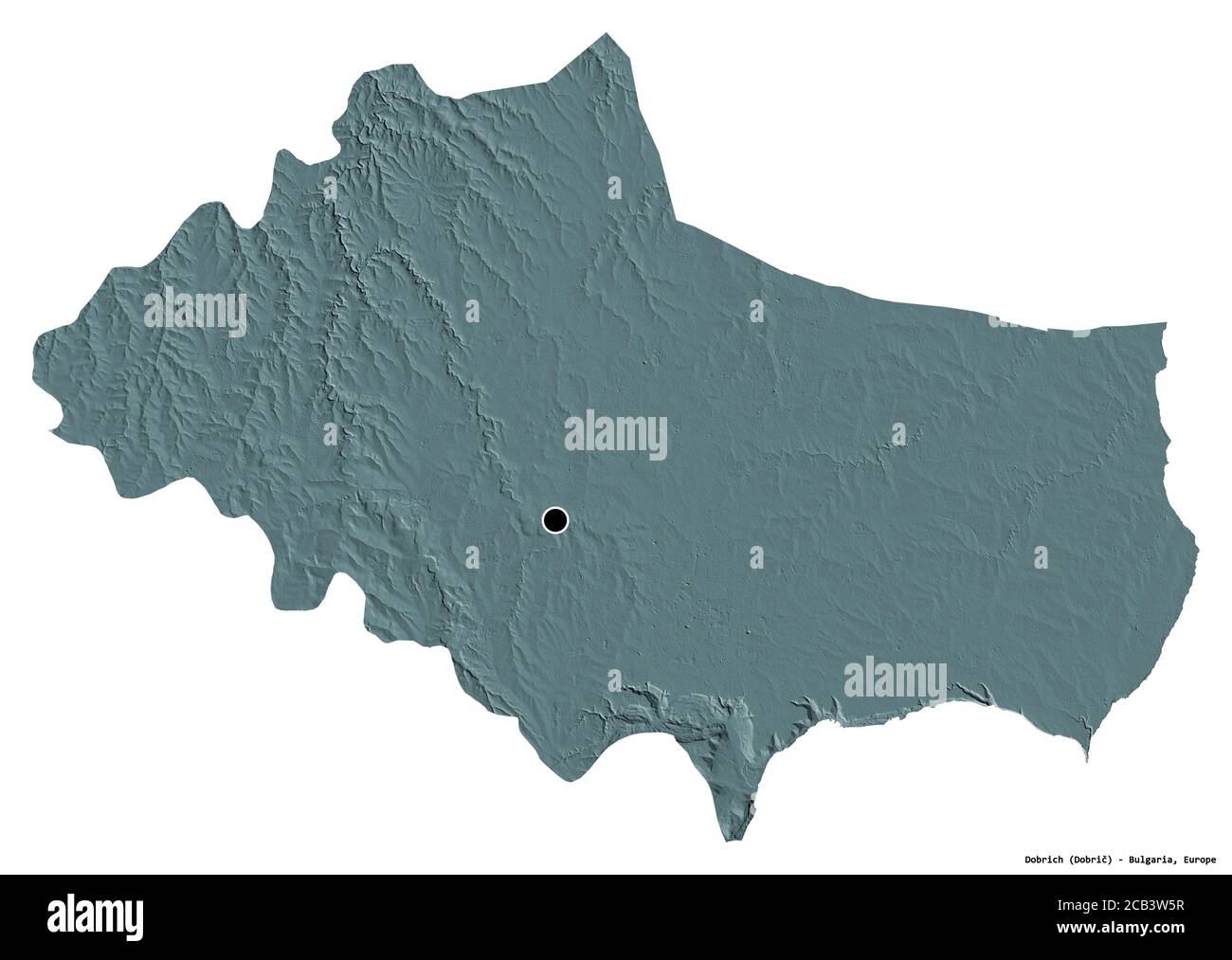 Shape of Dobrich, province of Bulgaria, with its capital isolated on ...