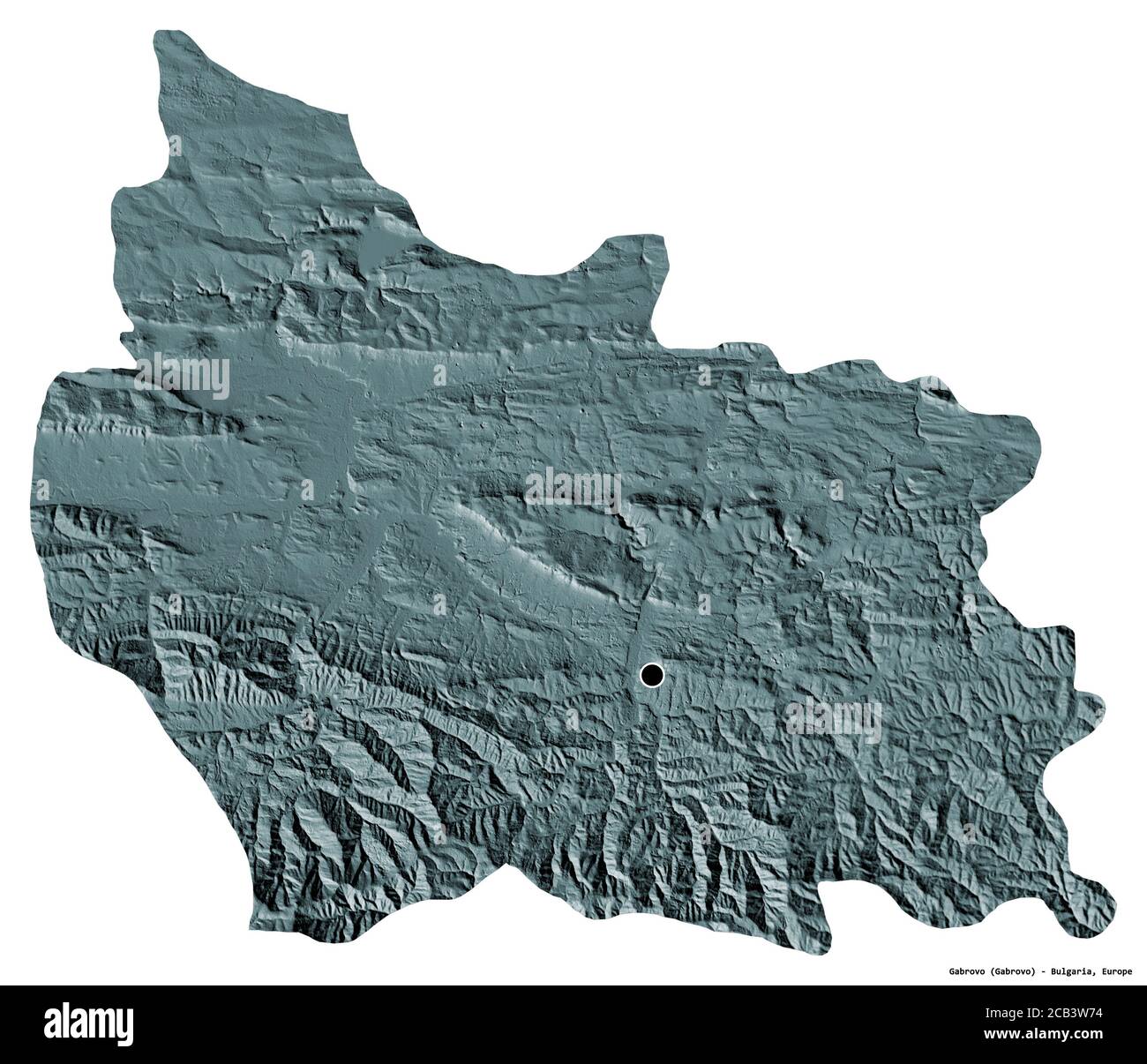 Shape of Gabrovo, province of Bulgaria, with its capital isolated on ...