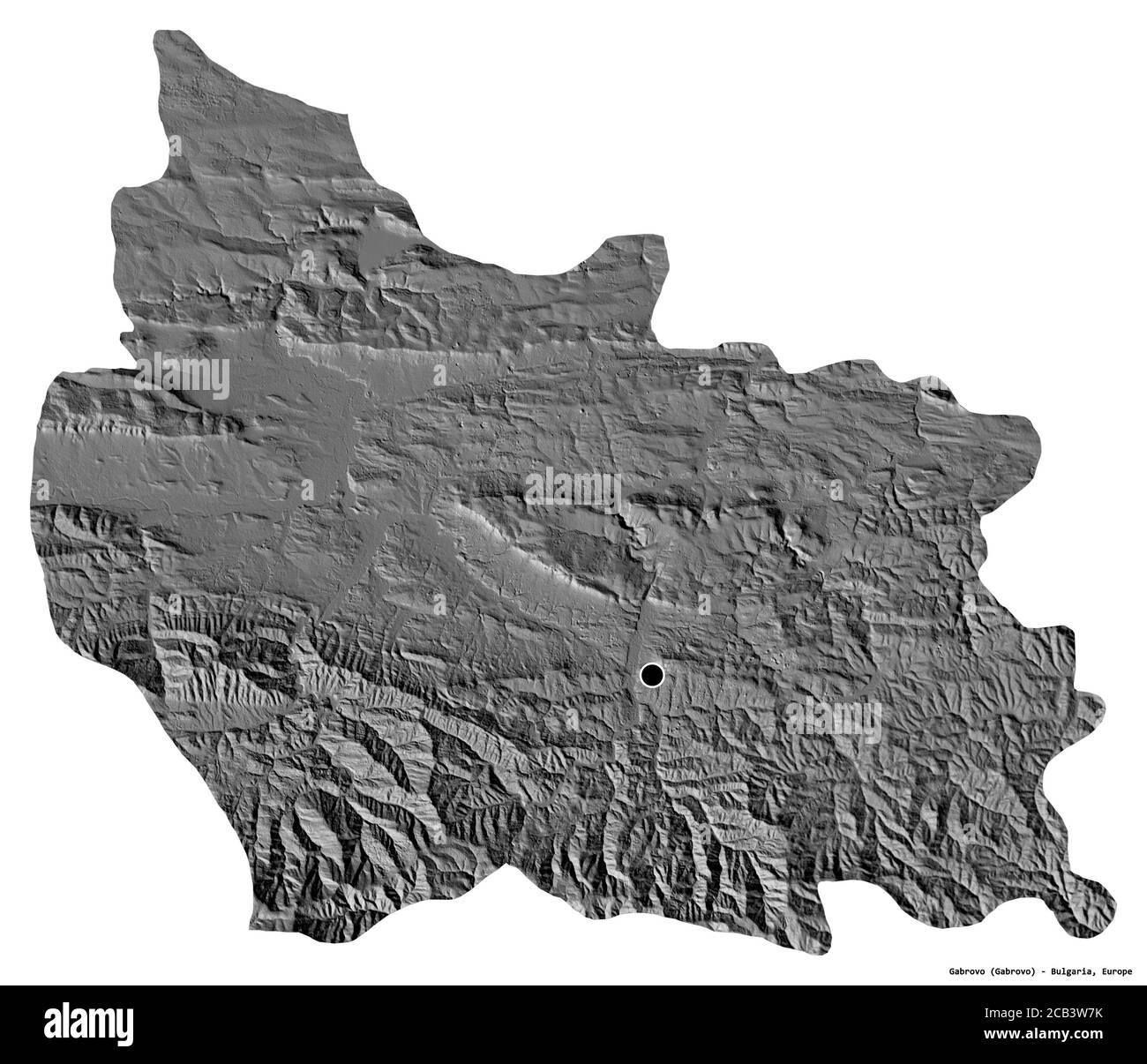 Shape of Gabrovo, province of Bulgaria, with its capital isolated on ...