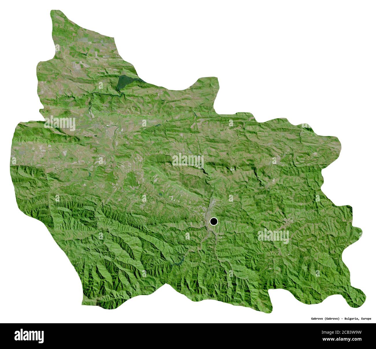 Shape of Gabrovo, province of Bulgaria, with its capital isolated on ...