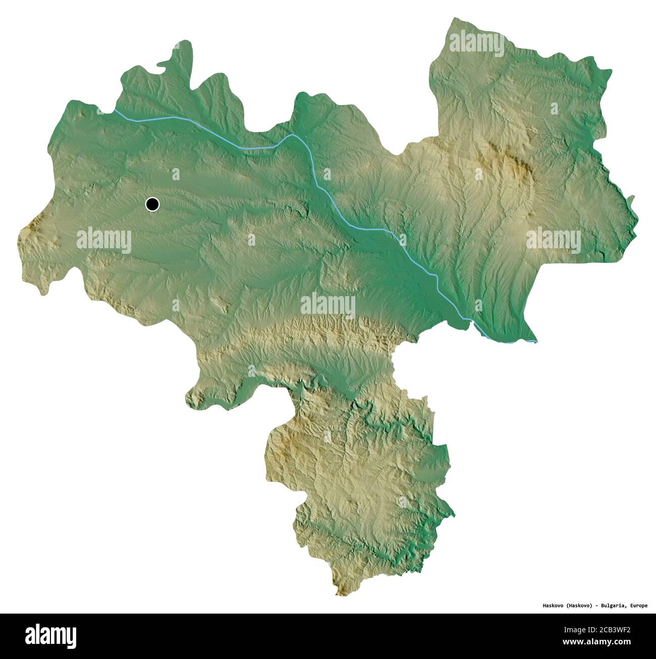 Shape of Haskovo, province of Bulgaria, with its capital isolated on ...