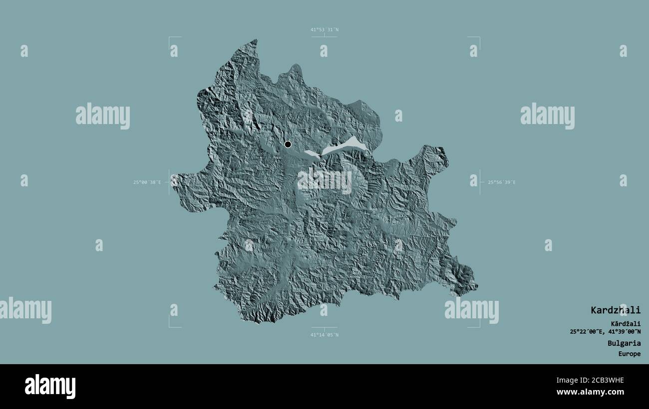 Area of Kardzhali, province of Bulgaria, isolated on a solid background ...