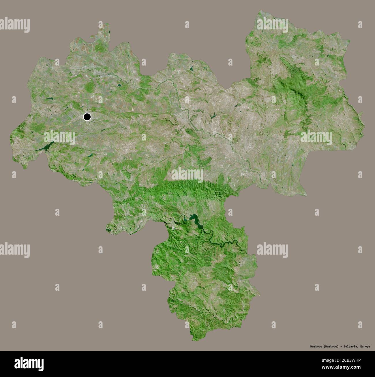 Shape of Haskovo, province of Bulgaria, with its capital isolated on a ...