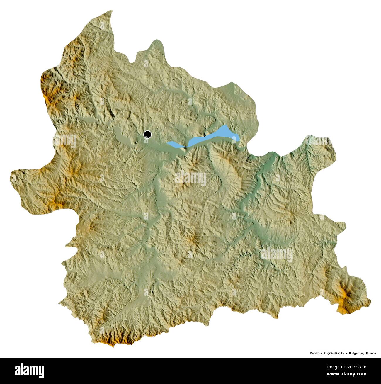 Shape of Kardzhali, province of Bulgaria, with its capital isolated on ...