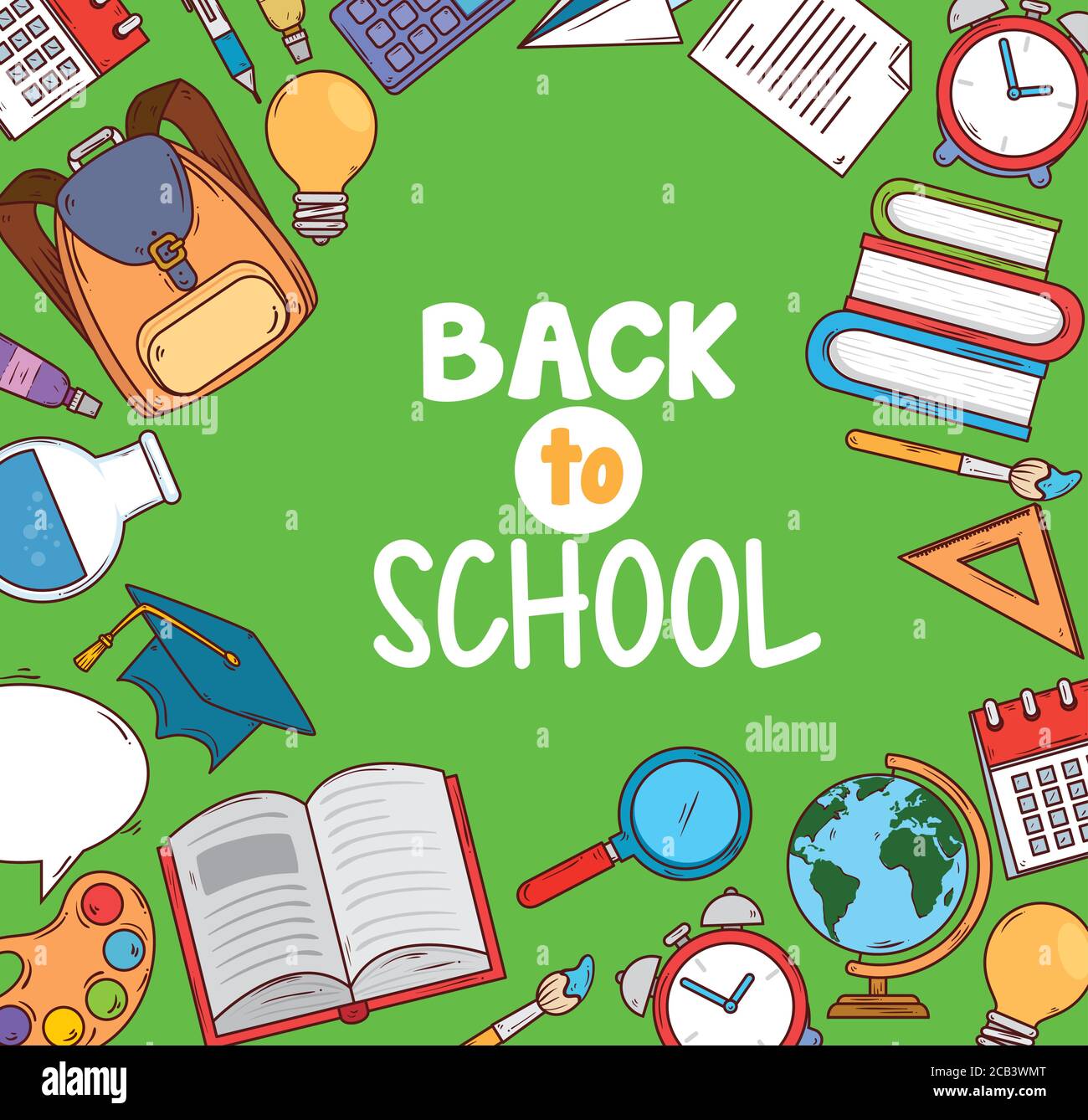 back to school banner with set supplies education icons Stock Vector ...