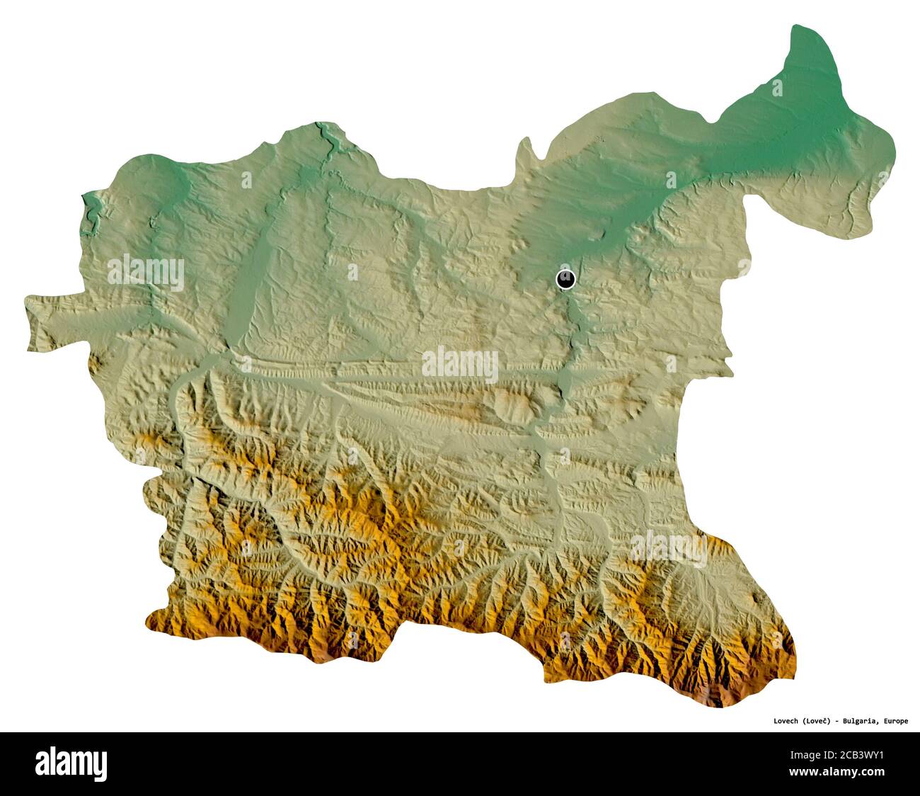 Shape of Lovech, province of Bulgaria, with its capital isolated on ...