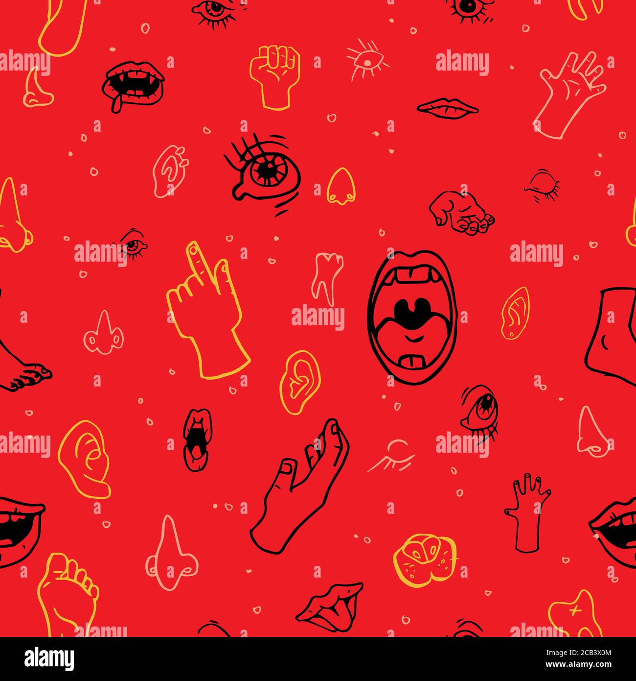 Red vector seamless pattern with body parts Stock Vector Image & Art ...