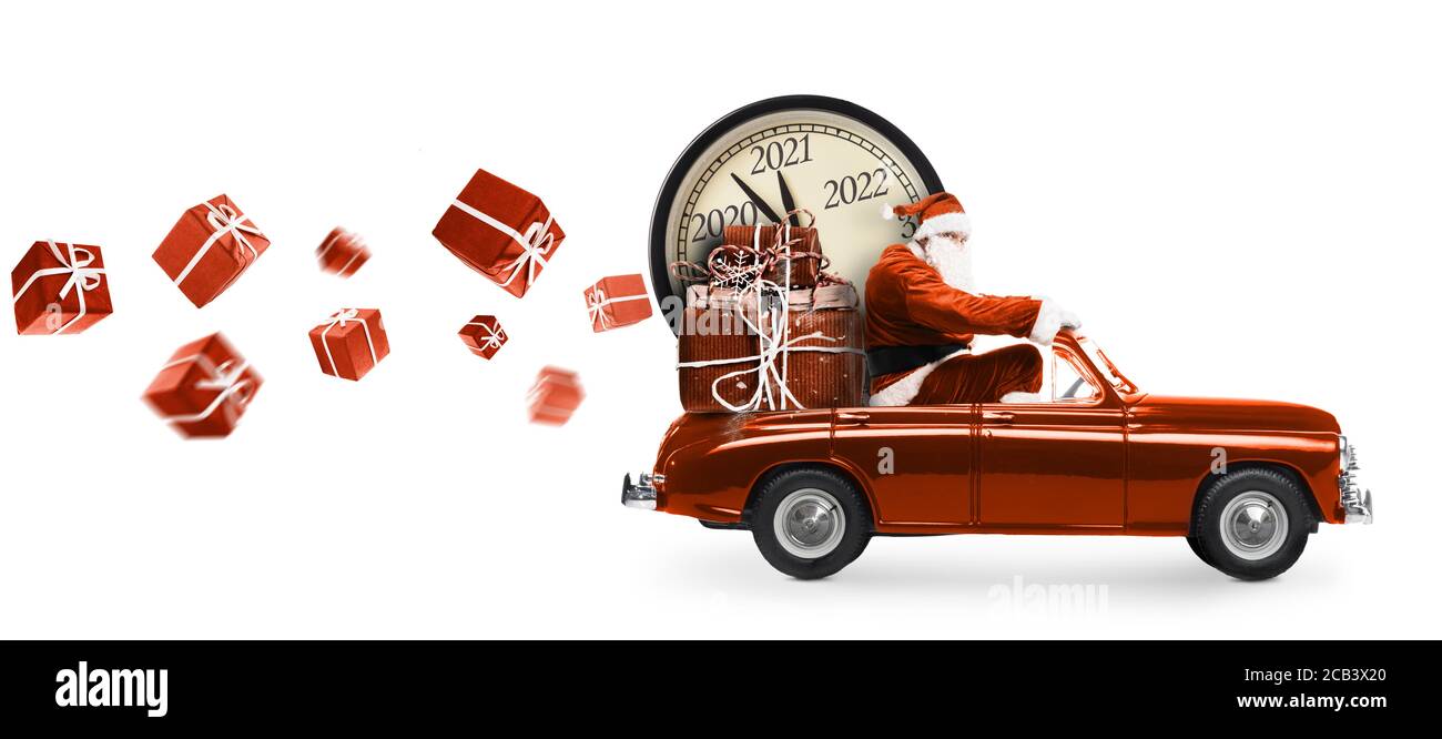 Santa drive christmas car Cut Out Stock Images & Pictures - Alamy